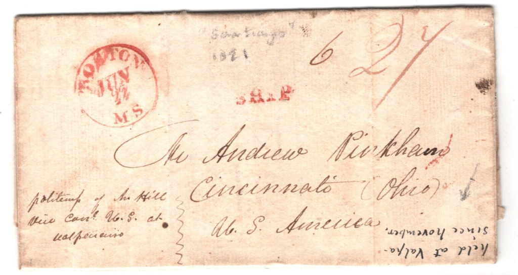 CHILE WAR INDEPENDENCE DETAINED Ship Letter *HELD VALPARAISO* 1821 (USA ...