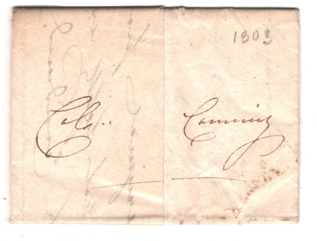 GB IRELAND Cover 1803 Letter *Colonel Canning* ex Heathfield Hall (Co ...