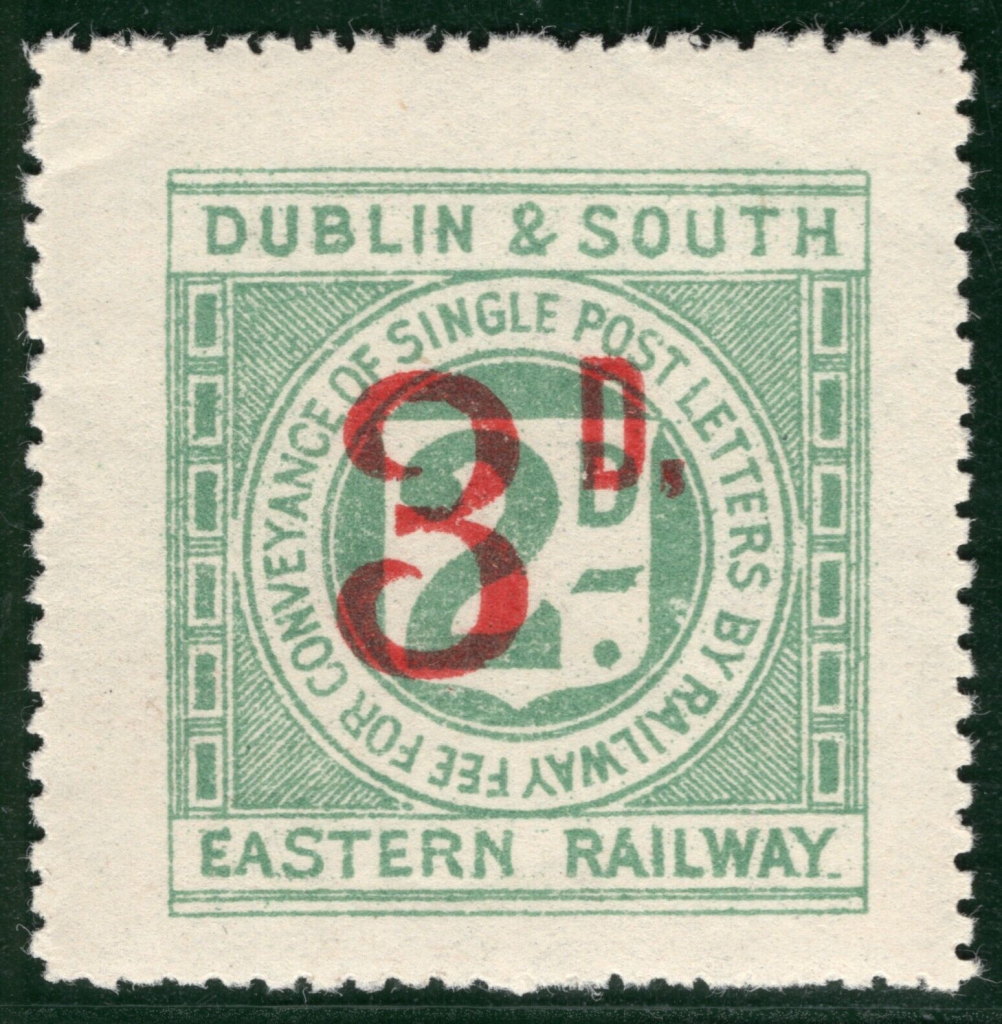 GB Ireland DUBLIN & SOUTH EASTERN RAILWAY Letter Stamp 3d/2d (1920 ...