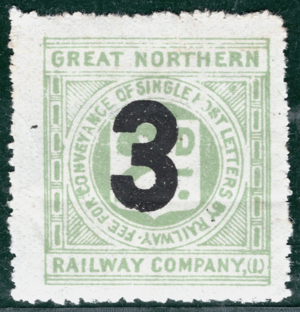 GB Ireland GREAT NORTHERN RAILWAY (I.) Letter Stamp 3d/2d SURCHARGE ...