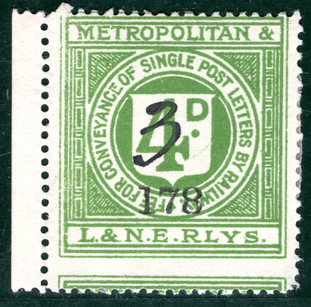 GB METROPOLITAN & LNER RAILWAY Letter Stamp 3d/4d Surcharge (1928) RARE ...