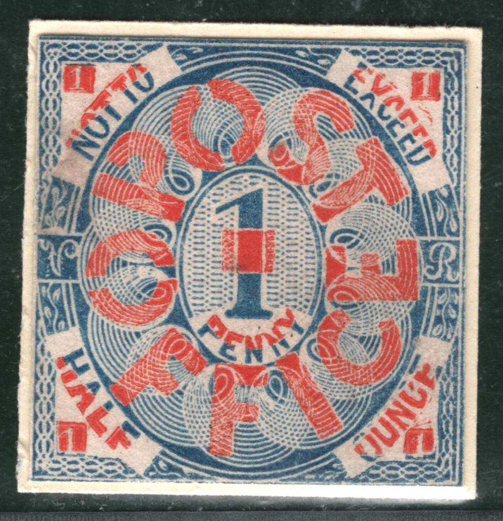 GB QV TREASURY ESSAY 1839 Stamp 1d POST OFFICE Red & Blue WHITING ...