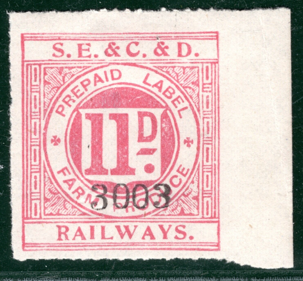 GB SEC&DR RAILWAY *FARM PRODUCE* Parcel Stamp 11d Mint RARE {samwells ...