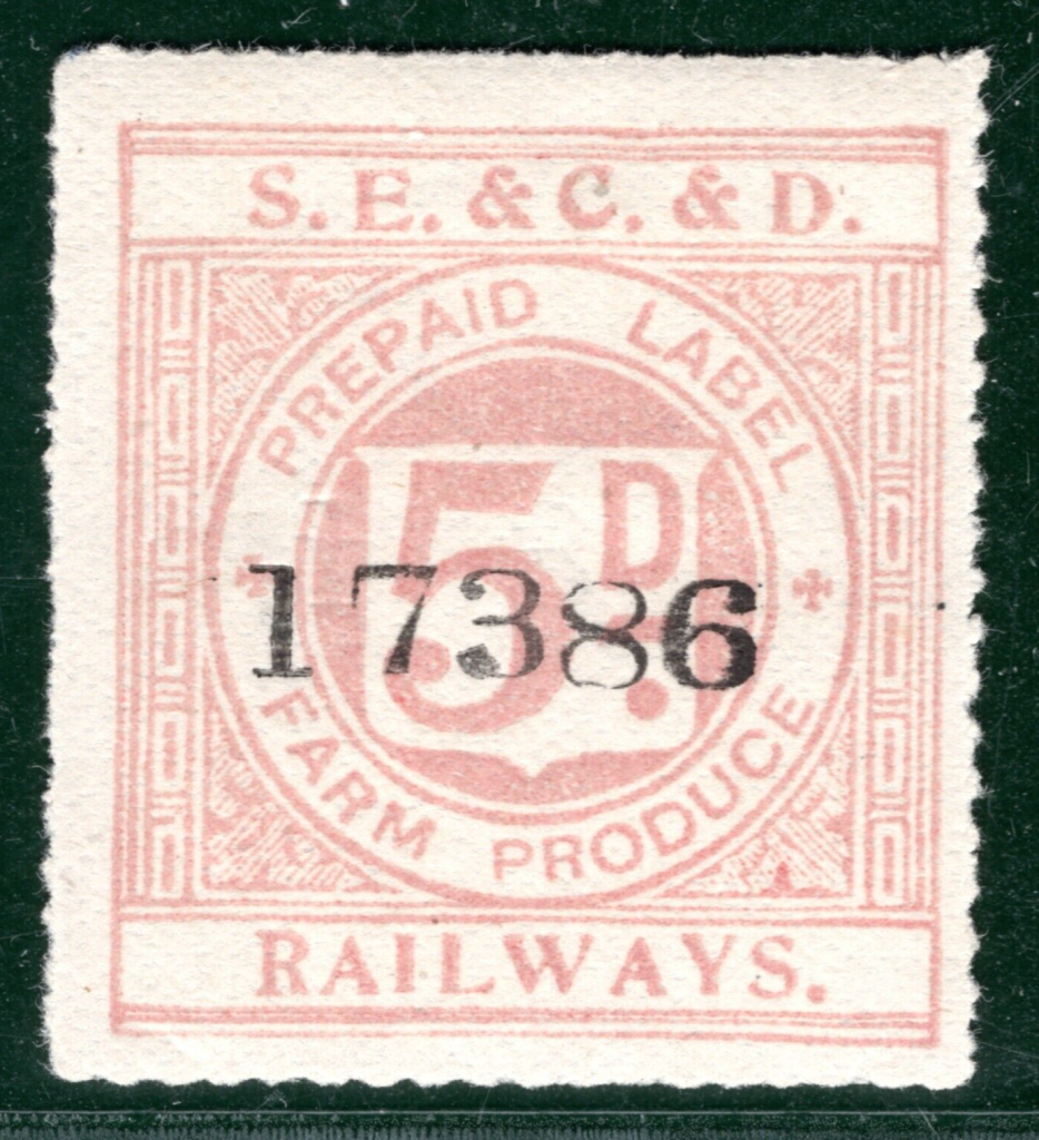 GB SEC&DR RAILWAY *FARM PRODUCE* Parcel Stamp 5d Mint MM YOW82 ...