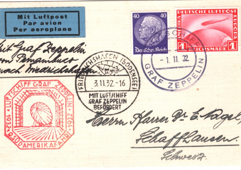 GERMANY An Bord Card ZEPPELIN 1m Air *9.SÜDAMERIKAFAHRT* 1932 ...