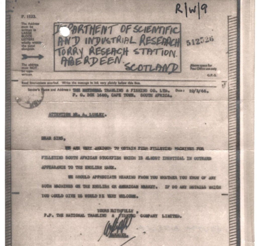 SOUTH AFRICA WW2 AIRGRAPH Cape *FISHING Co* 1944 Aberdeen FISH RESEARCH ...